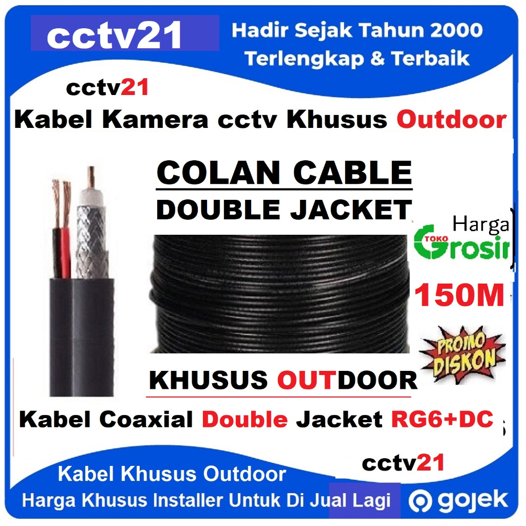 Jual Kabel Kamera cctv Khusus Outdoor Coaxial RG6+Power 150M COLAN ...