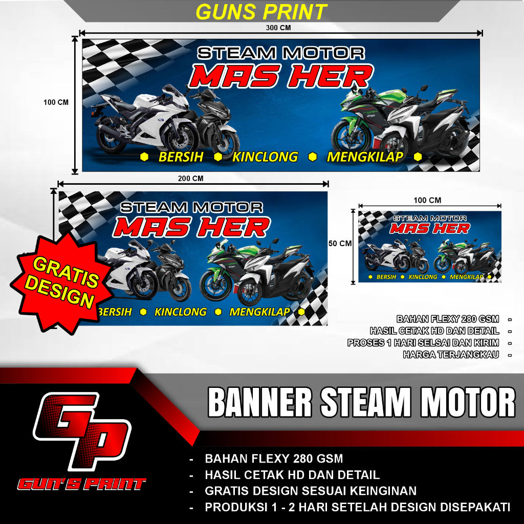 Jual BISA COD 1 HARI SELSAI SPANDUK BANNER BALIGHO "STEAM MOTOR ...