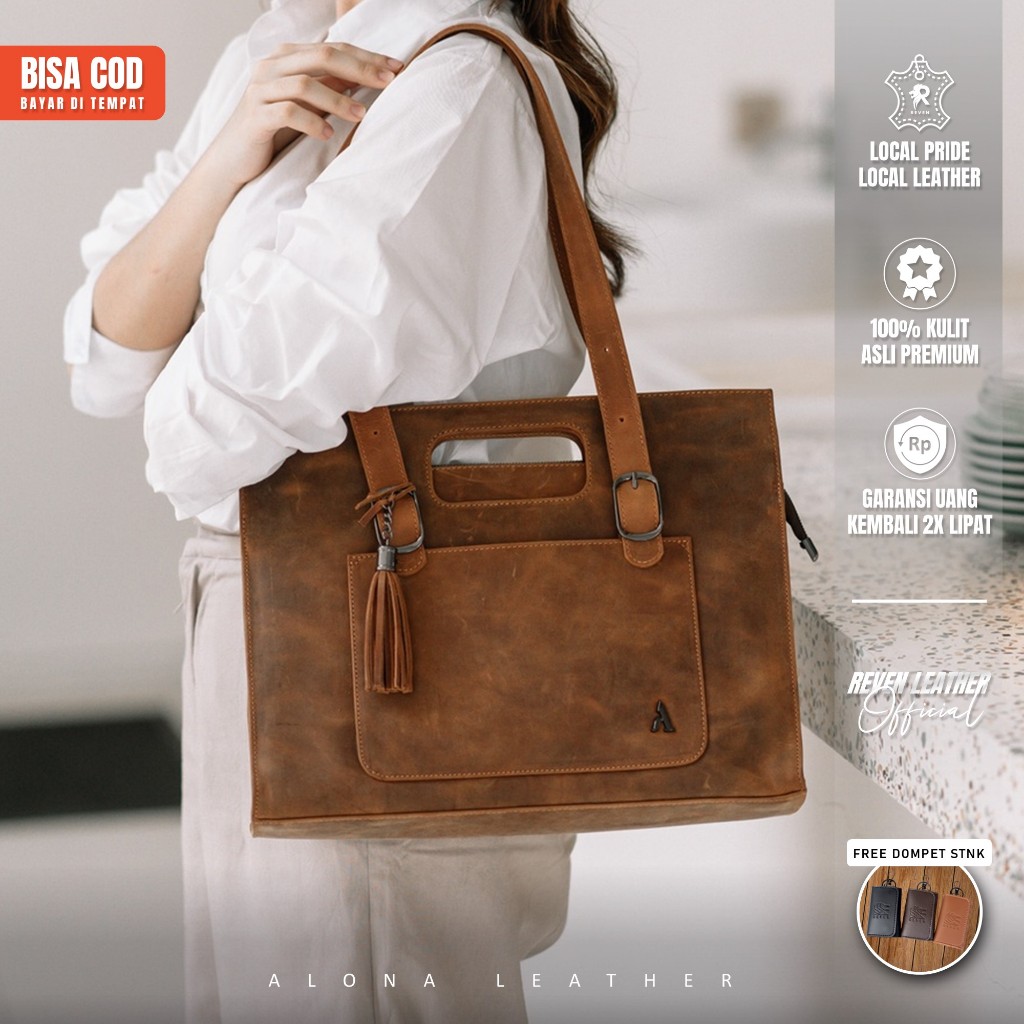 Jual Alona Leather Totebag Wanita Kulit Asli Althea Bag/Totebag Kekinian Model Terbaru Tas ...