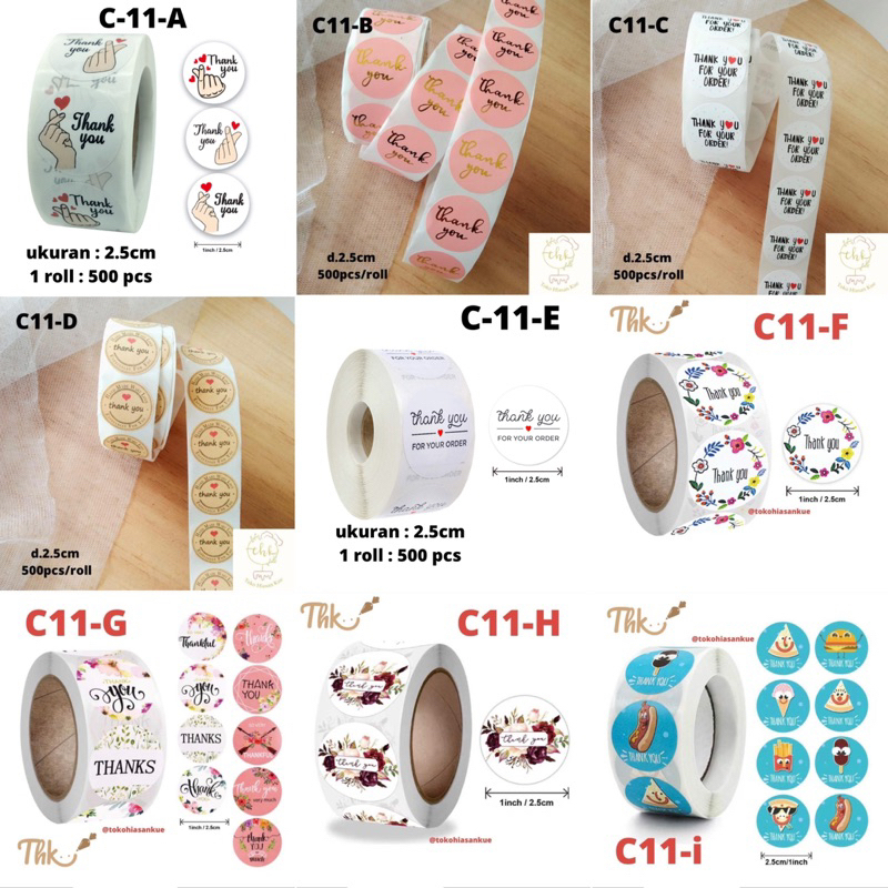 Jual C11 - (500pcs) Stiker Sticker Thank You Terima Kasih 2.5cm ...