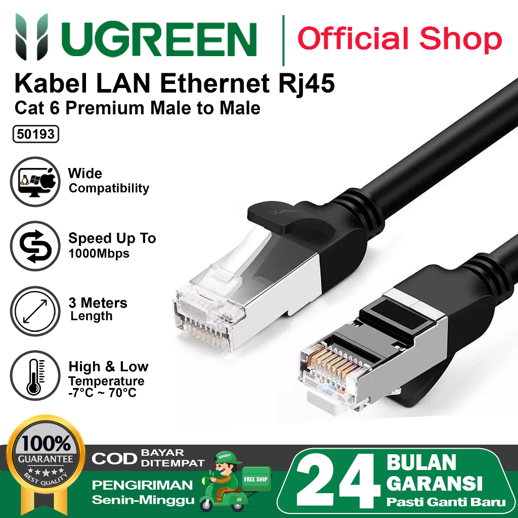 Jual UGREEN Kabel LAN RJ45 Ethernet Cat5 Cat6 Cat7 Cat8 UTP 24AWG Max ...