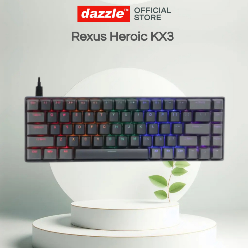 Jual REXUS Heroic KX3 Keyboard Gaming Mechanical South Facing RGB Game | Shopee Indonesia