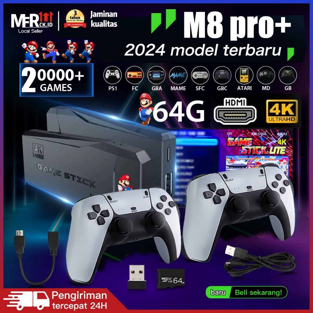 Jual 【COD】Game Stick 4K Wireless + 2 Joystick Gamepad 20000+ Permainan ...