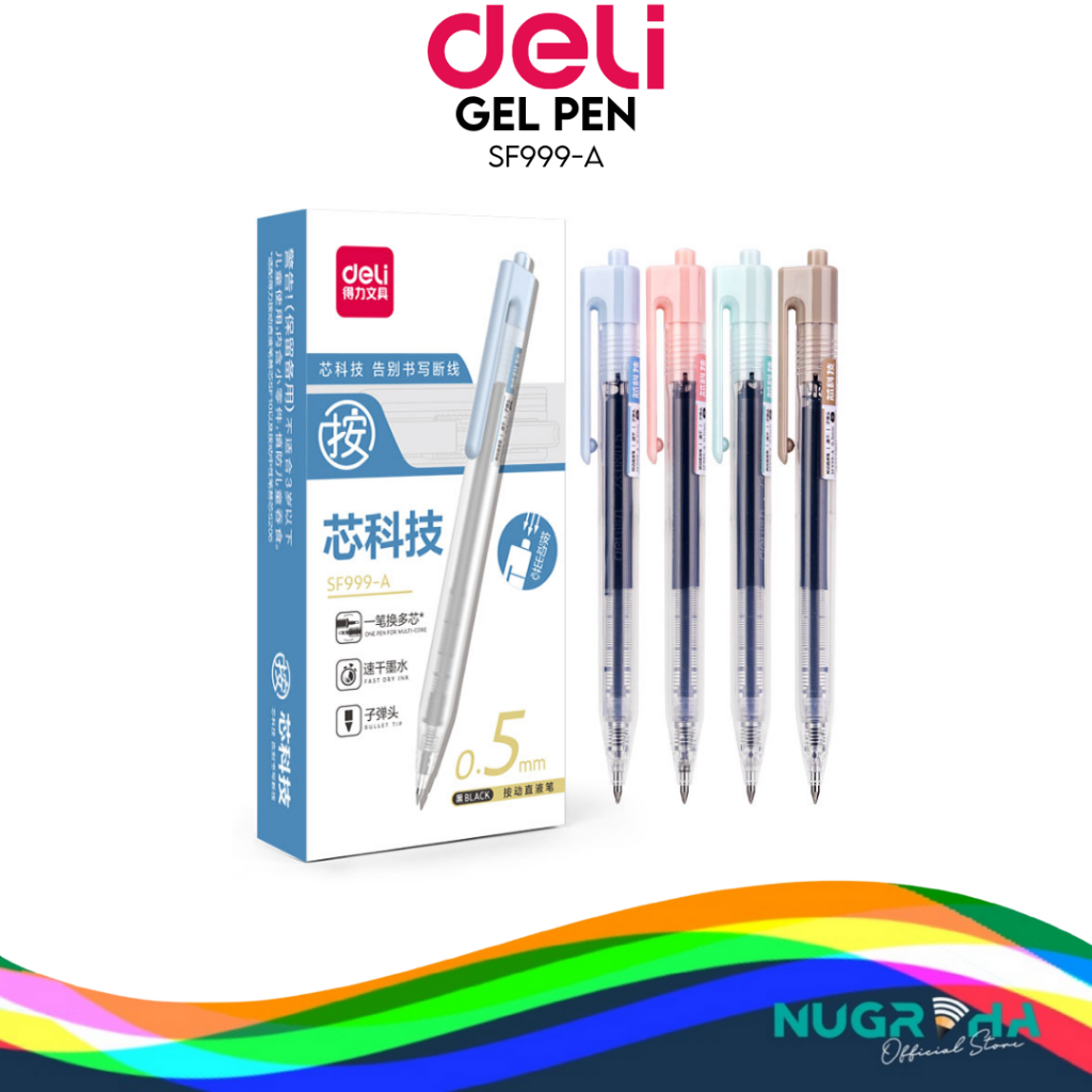 Jual Deli Pen Pena Ballpoint Pulpen Gel Pen 0.5 SF999-A | Shopee Indonesia