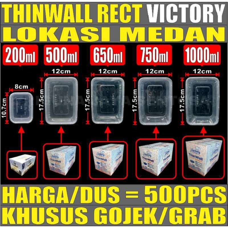 Jual Thinwall Rectangle 200ml 500ml 650ml 750ml 1000ml Kotak Makan