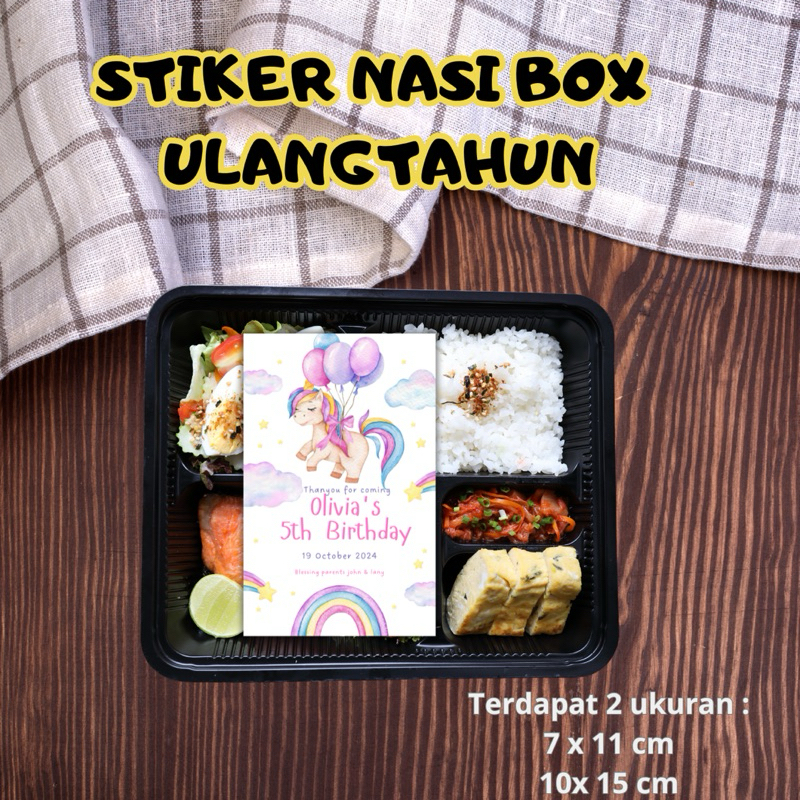 Jual Stiker/kartu nasi box bent0 ulangtahun custom desain nama dan foto ...