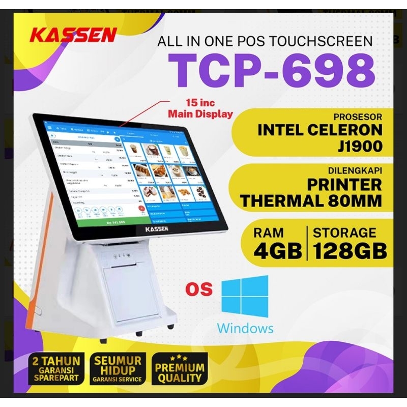 Jual Mesin Kasir All In One Touch Screen Kassen TCP-698 Dual Display ...