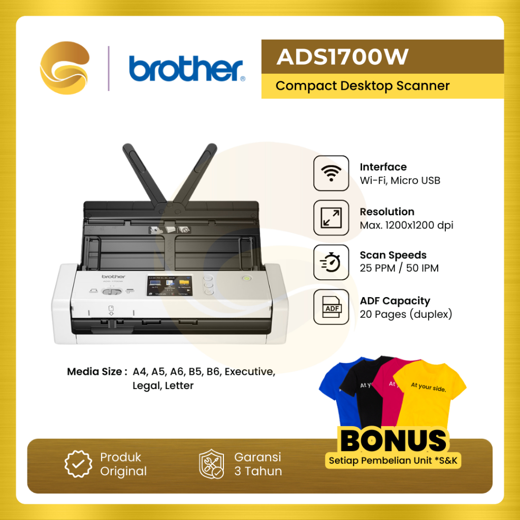Jual BROTHER Scanner ADS1700W ADS 1700W Scanner Brother ADS 1700 W ...