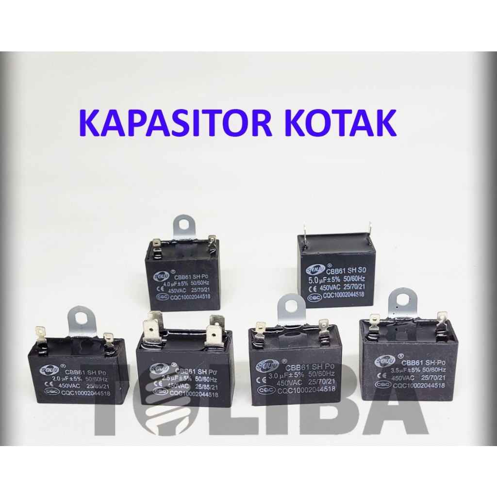Jual kapasitor fan ac capasitor kotak 2uf 2,5uf 3 uf 3,5 uf 4 uf 5 uf kapasitopr ac 2 mikro ...