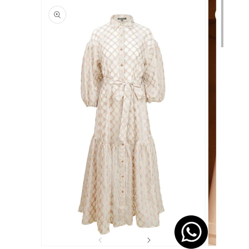Jual MONOGRAM ORGANZA DRESS BEIGE BUTTONSCARVES TAPIS TIERED RUFFLE ...
