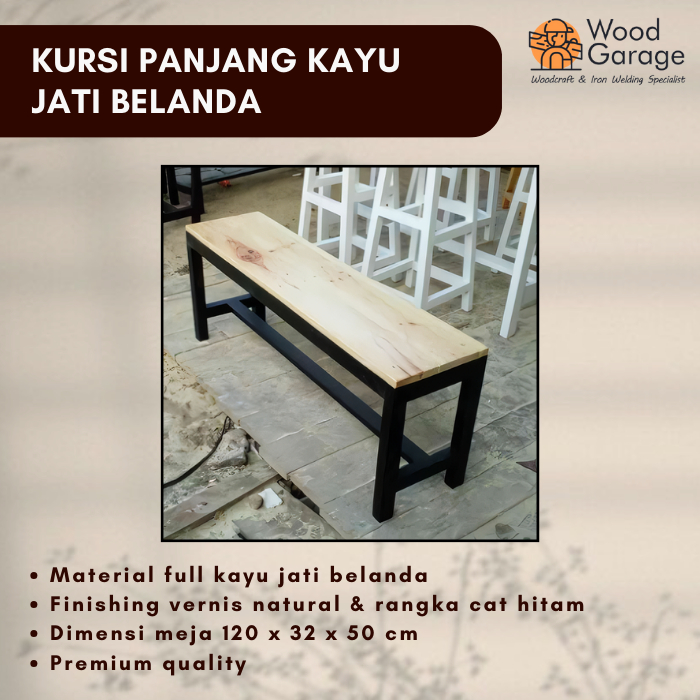 Jual Bench / Kursi Panjang Kayu Jati Belanda uk. 120x32x42 cm | Shopee ...
