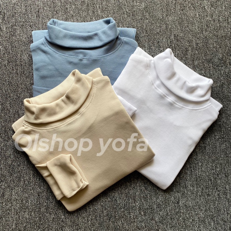 Jual Kaos Turtle Neck Lengan Panjang Bahan RIB Kaos Kerah Tinggi Pria ...