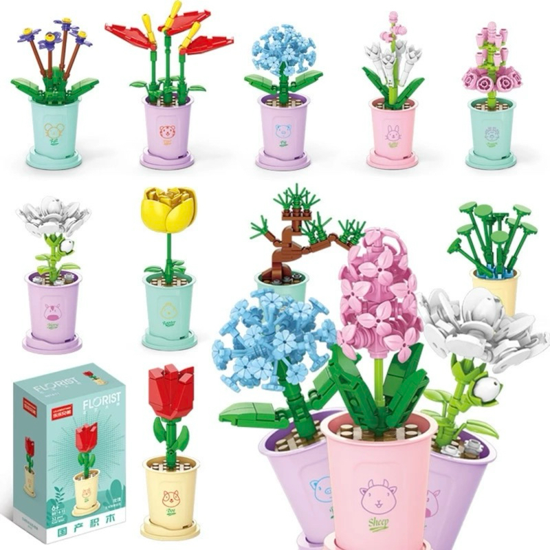 Jual ( KKM ) LELE Bricks Bunga Nano Block Zodiak Cina Pot Bricks ...
