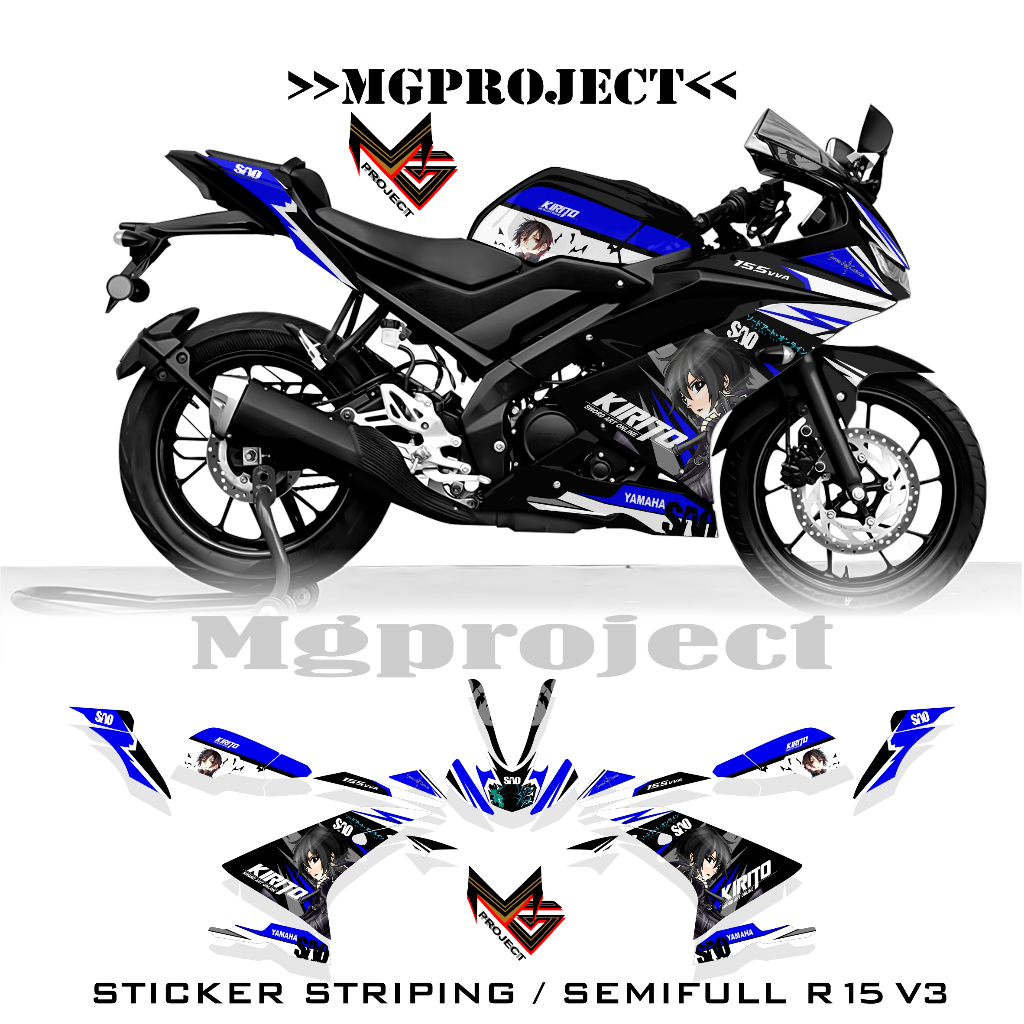 Jual r15 v3 sku 13, stiping yamaha r15 v3 anime kirito, stiker r15 ...