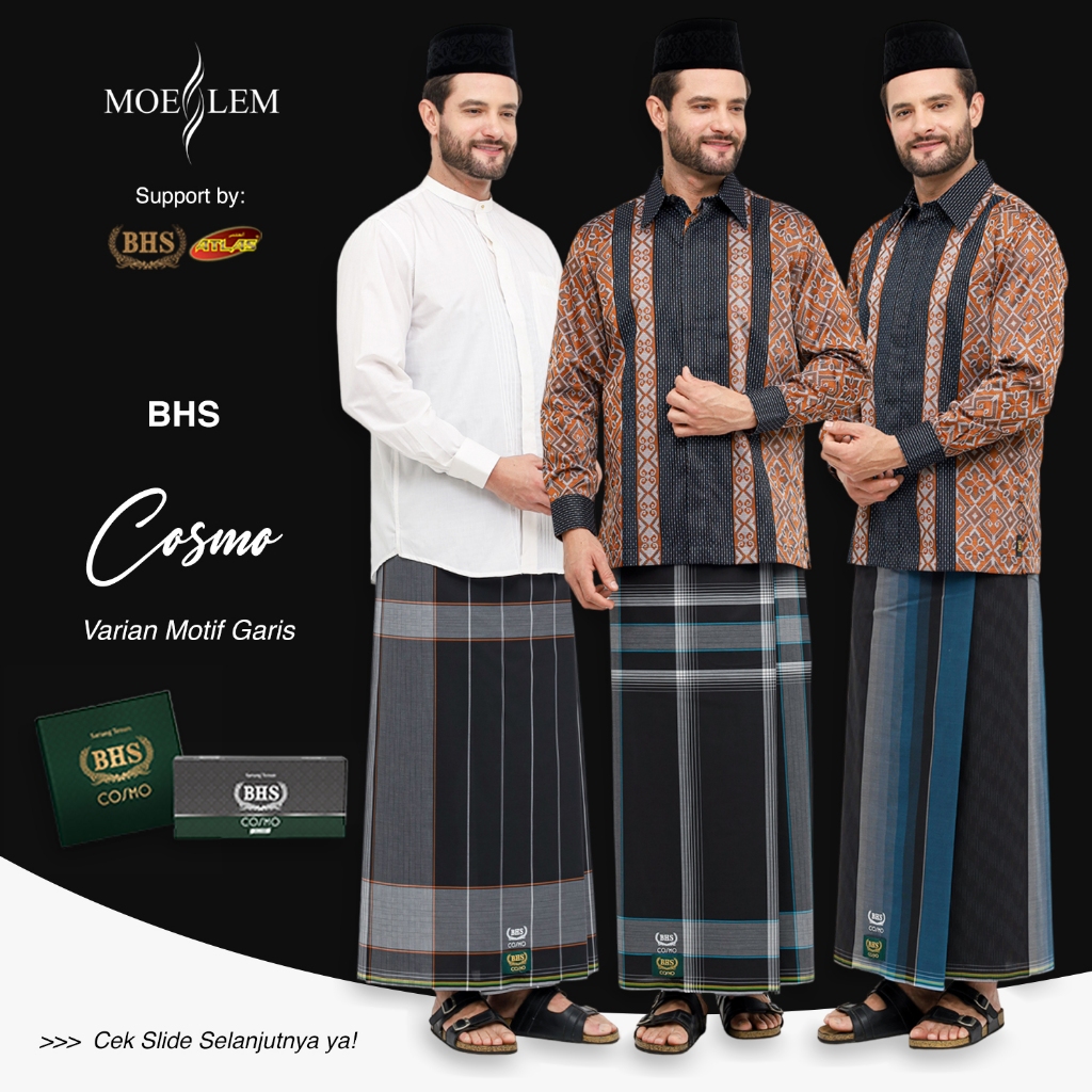 Jual BHS Cosmo Sarung Motif Garis Simpel Original | Shopee Indonesia