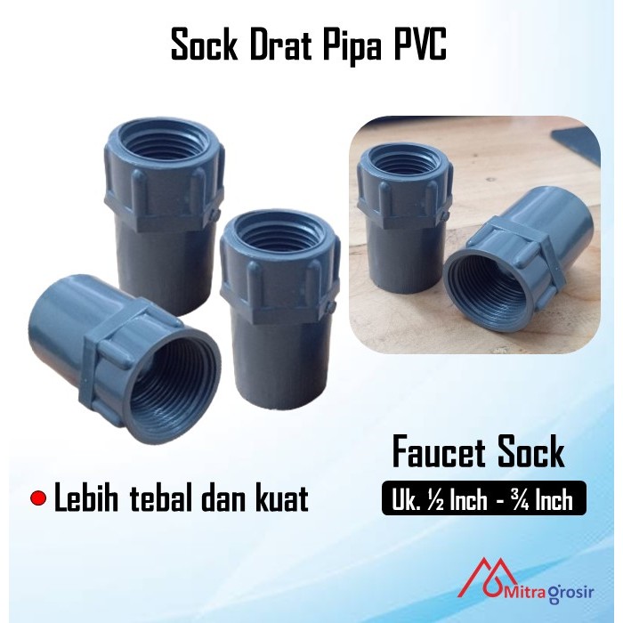 Jual Faucet Socket Pipa Air 1/2" TS PVC / Sock Sok 1/2" Drat Dalam ...