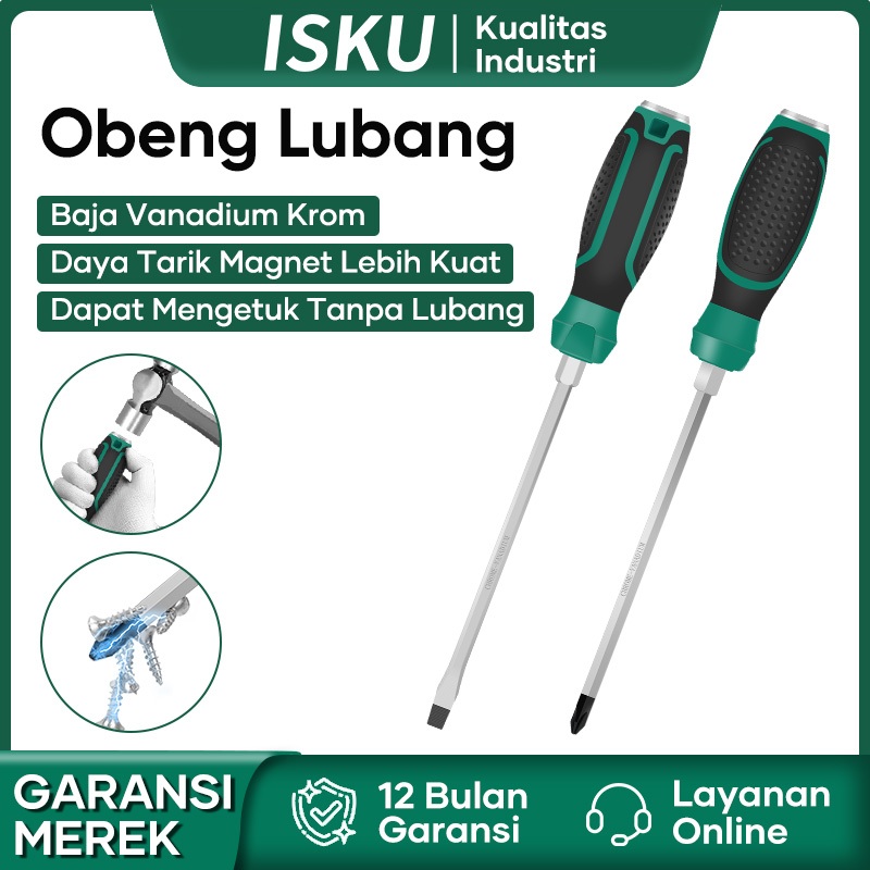 Jual ISKU Obeng Ketok Magnet Phillips Dan Plus Obeng PH2X150mm Tip ...