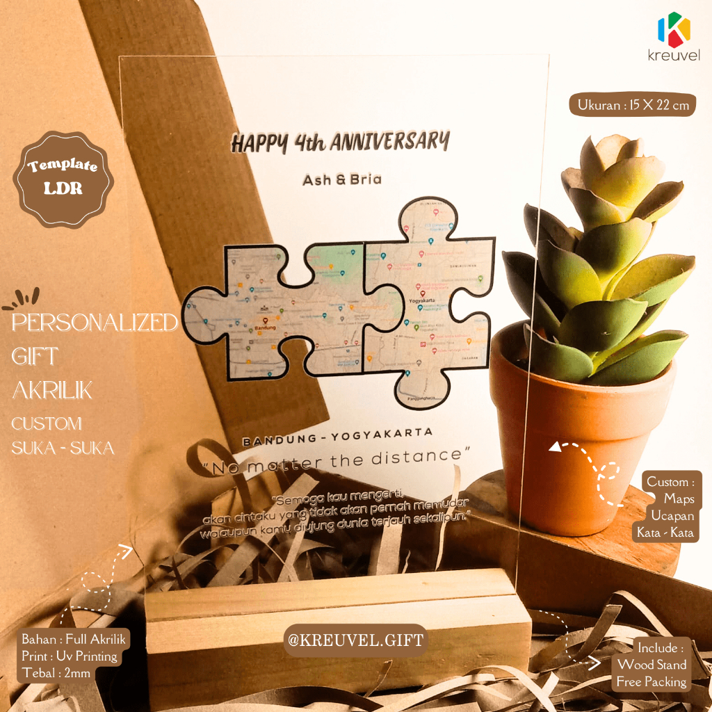 Jual Custom Akrilik Anniversary - Hadiah Unik/Kado Ulang Tahun/Kado ...