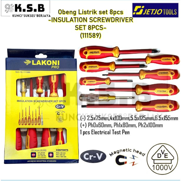 Jual (111589) Obeng Listrik set 8pcs / INSULATION SCREWDRIVER SET 8PCS ...