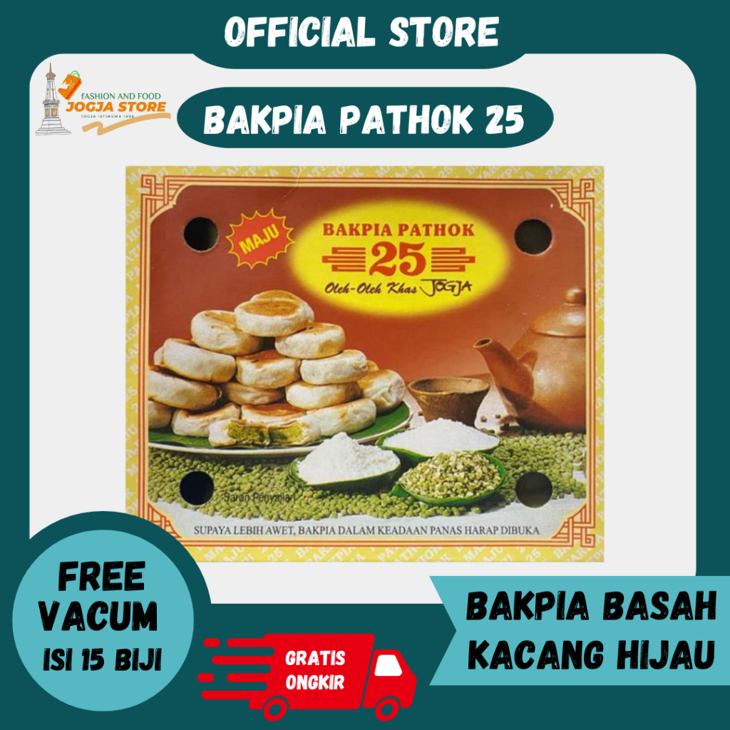 Jual BAKPIA PATHOK 25 - Basah Kacang Hijau - Bakpia Terlaris di Jogja | Shopee Indonesia