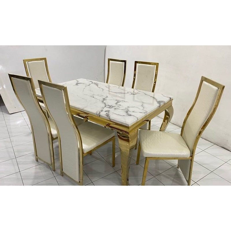 Jual Meja Makan Marmer 6K Import / Meja Makan 6 Kursi / Meja Makan Batu ...
