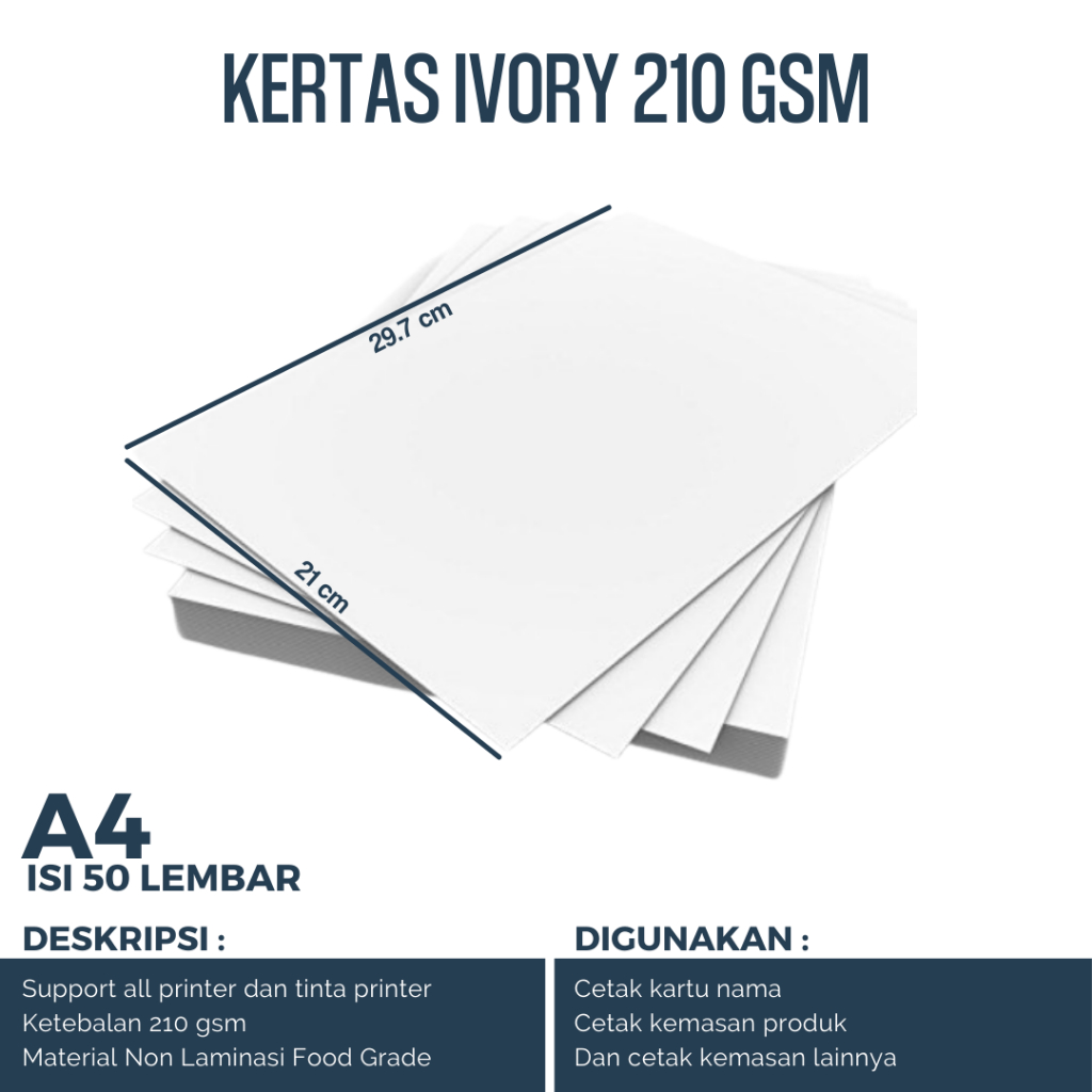 Jual kertas ivory 210 gsm A4 isi 50 lembar kertas ivory A4 kertas ivory 210 gram | Shopee Indonesia