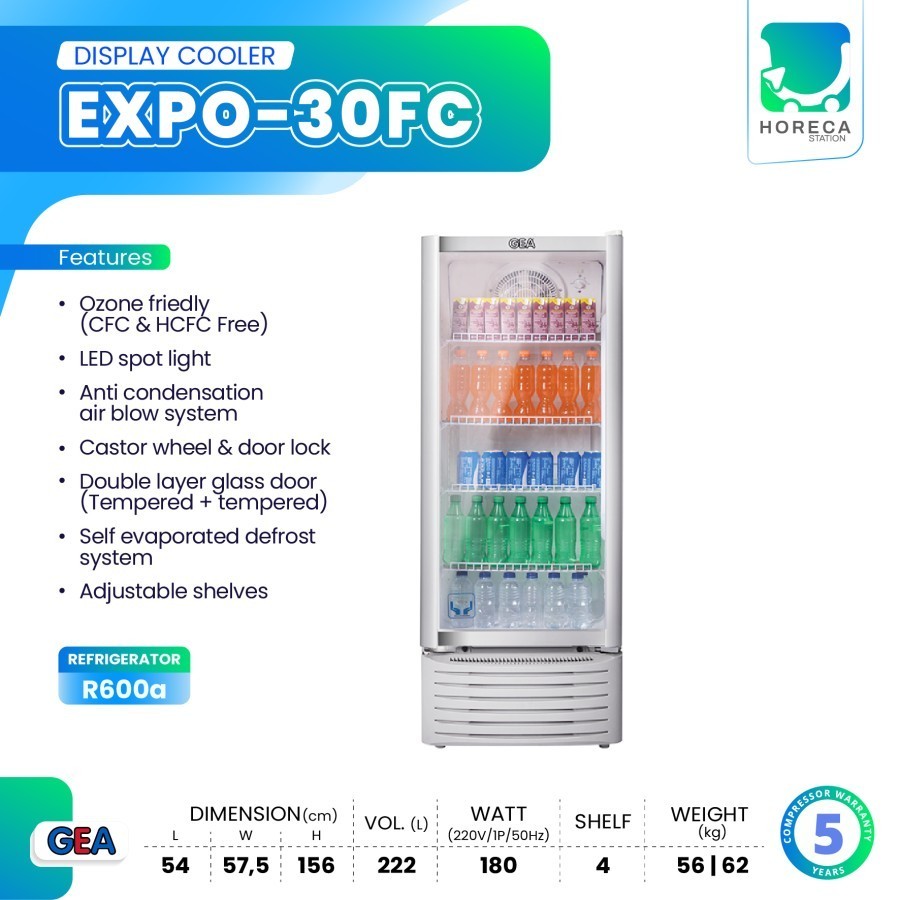Jual GEA EXPO-30FC Display Cooler Showcase 222 Liter TIPE TERBARU EXPO-30FR | Shopee Indonesia