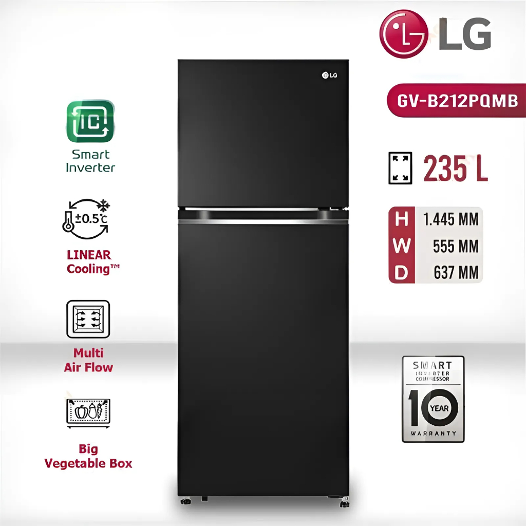Jual Kulkas 2 pintu LG Smart Inverter Compressor 217/235L GV-B212PQMB | Shopee Indonesia