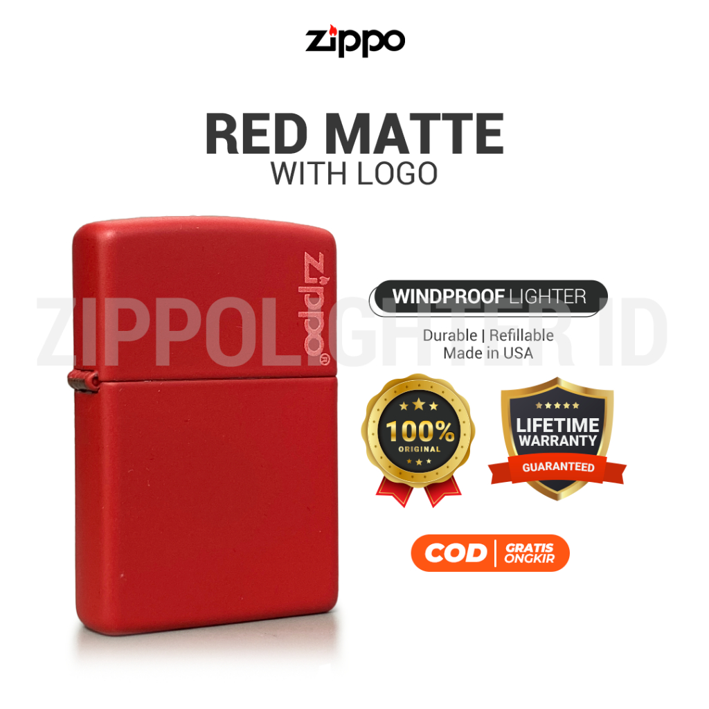 Jual Korek Api Zippo Red Matte Logo | Shopee Indonesia