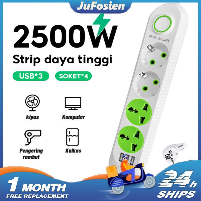 Jual Stop kontak Power F01U 2M Power Strip Stop Kontak 4 Power Socket 3 USB Port 2500W | Shopee ...