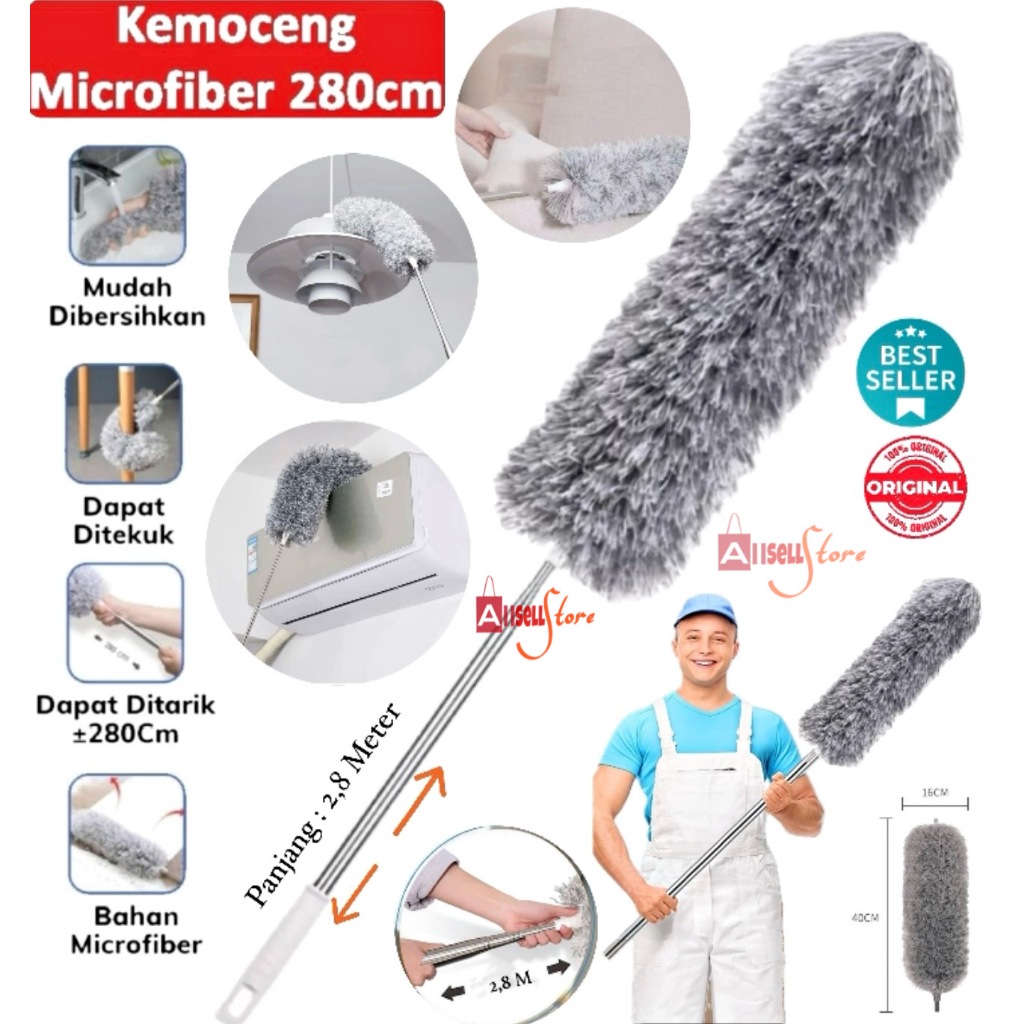 Jual (BISA COD) PROMO Kemoceng Microfiber 280cm Tebal / Alat Pembersih ...