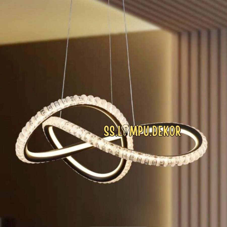Jual Lampu Gantung Minimalis LED Ring Infinity Mewah Modern Black Besar ...
