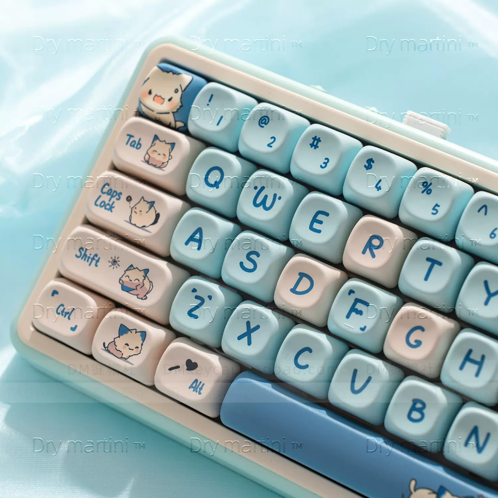 Jual Bijou LUCY LC142 Cute Angry Cat Blue PBT 142 keys XDA Keycap Set ...