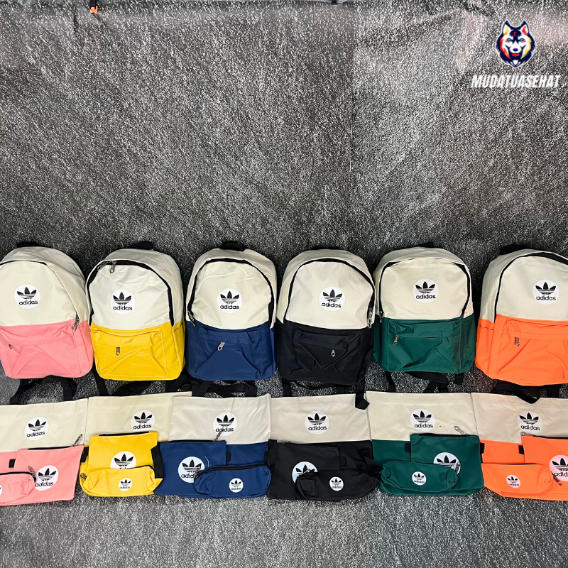 Jual ADIDAS FULLSET COLORFUL BACKPACK FREE TOTEBAG POUCH KOTAK PENSIL ...