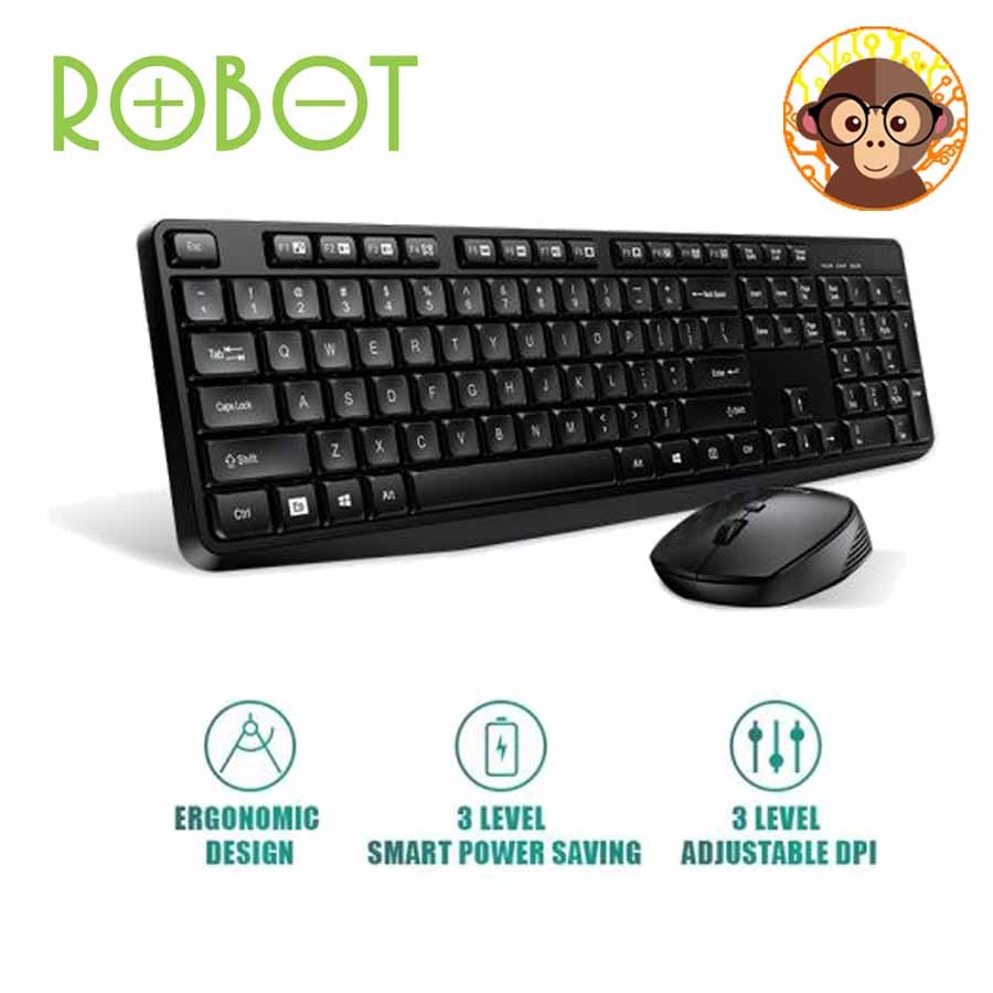 Jual Keyboard dan Mouse Robot KM3100 Portable Mini Wireless Set Combo ...