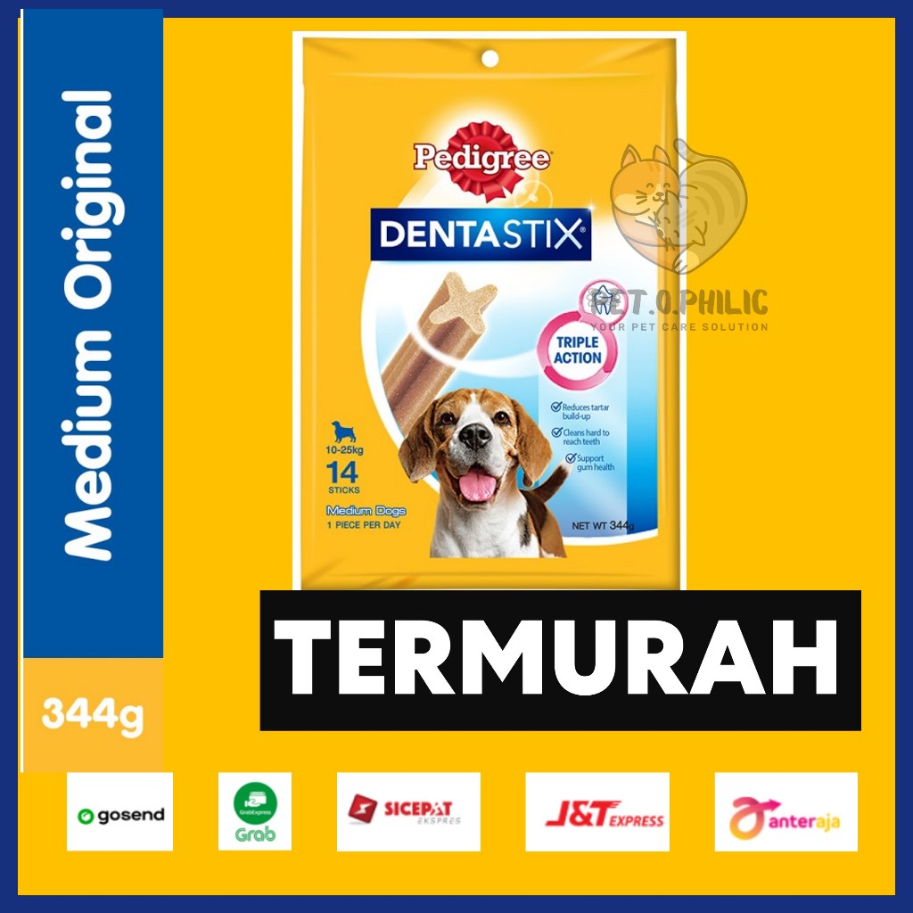 Jual Pedigree Dentastix Medium Dog 344g Snack Anjing 10-25kg | Shopee ...