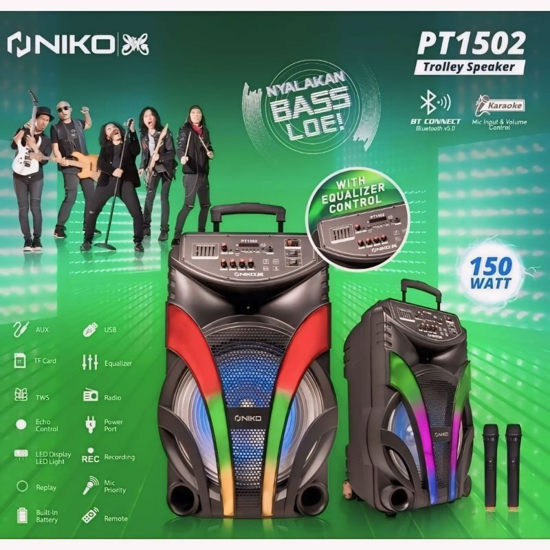 Jual SPEAKER TROLLEY NIKO PT1502 | Shopee Indonesia