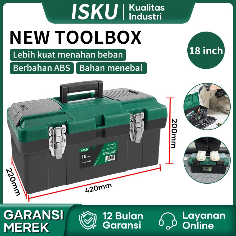 Jual ISKU New Toolbox large capacity 18 Inch Tool Box Plastik Kotak ...