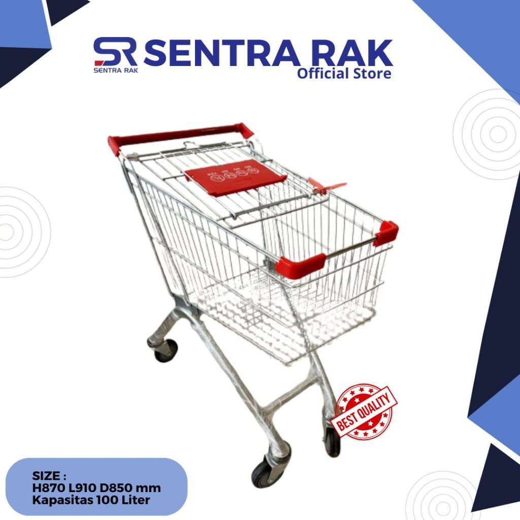 Jual Trolley Belanja Troli Supermarket 100 liter dengan Karet Pelindung ...