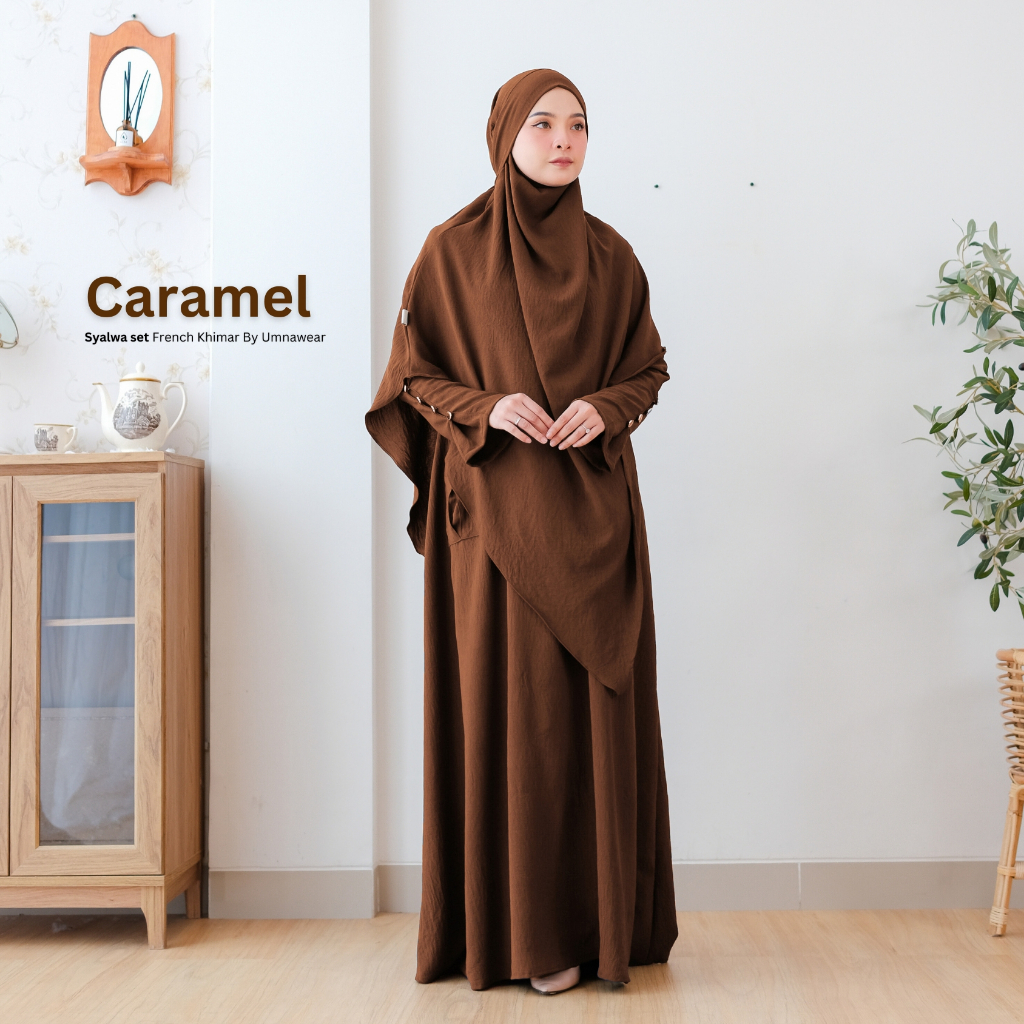 Jual Salwa Set French Khimar | Abaya Syari Gamis Set Umroh Haji by Umnawear | Shopee Indonesia