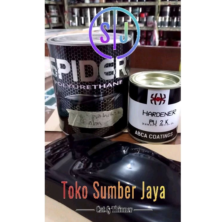Jual Cat Spider PU 2K Black 1L (set hardener) Hitam Glossy | Shopee ...