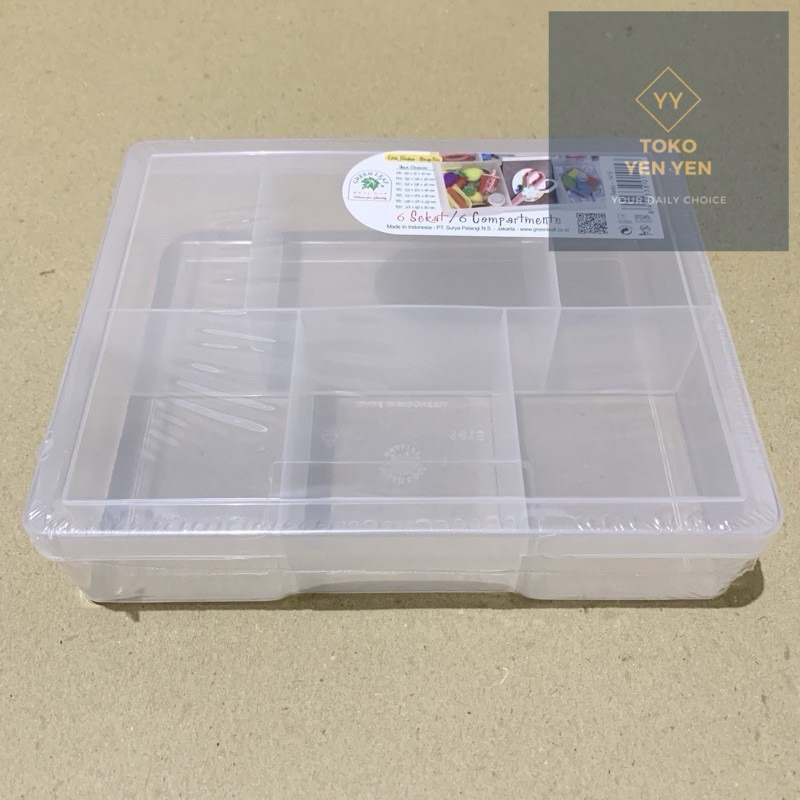 Jual Kotak Perkakas 6 Sekat Storage Box Green Leaf Reiko 1415 | Shopee ...