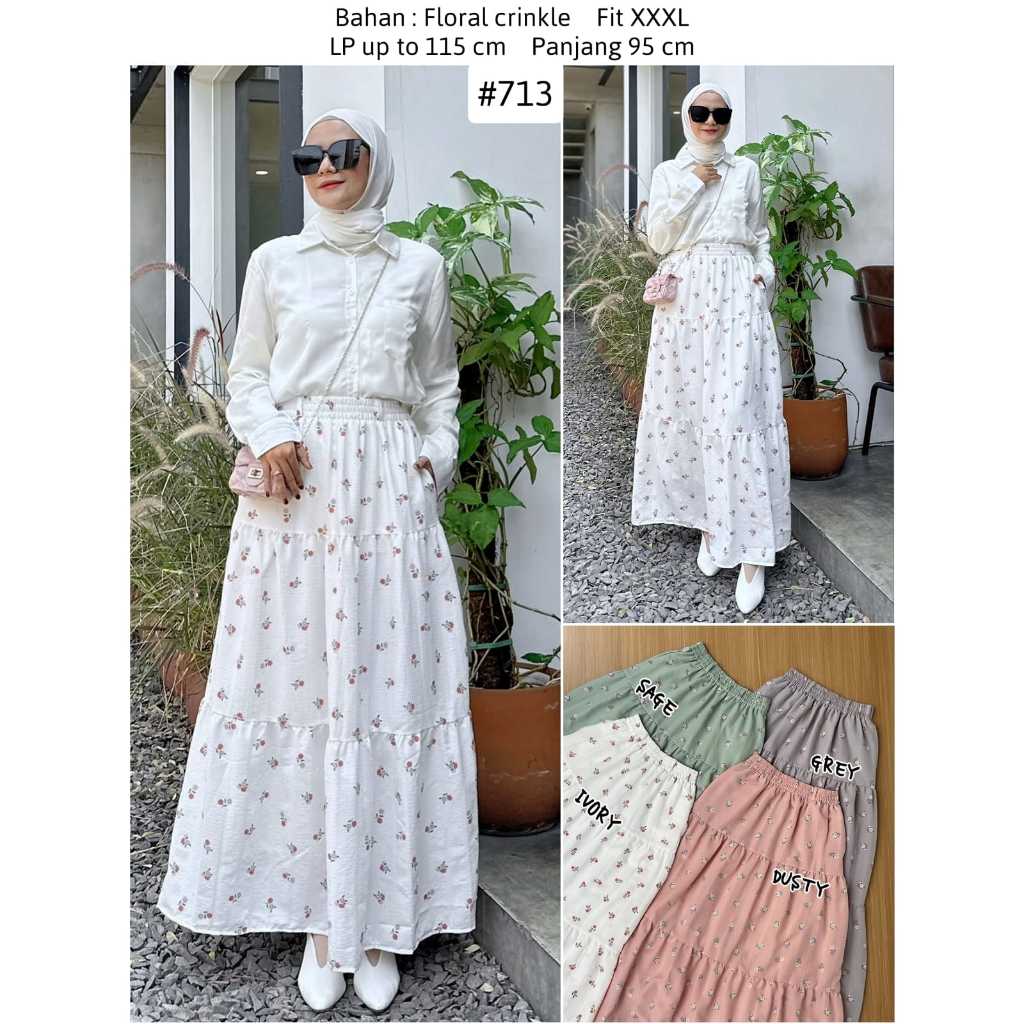 Jual LUXIA Floral tier skirt | Rok Susun Motif Bunga Warna Pastel ...