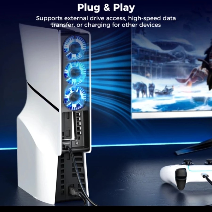 Jual Cooling Fan PS5 Slim Triple High Speed Mute Cooler USB Port ...
