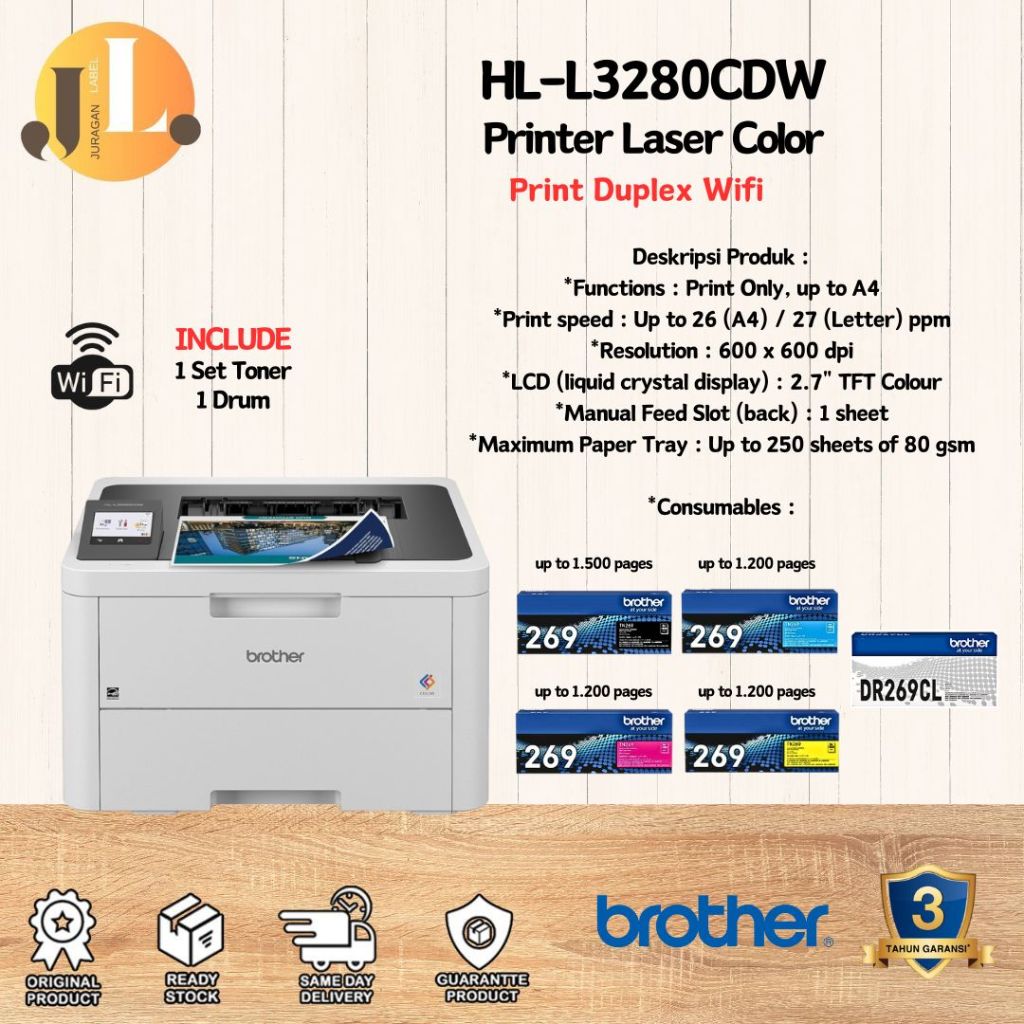 Jual Printer Brother HL-L3280CDW Laser Color Duplex Wifi Garansi Resmi ...