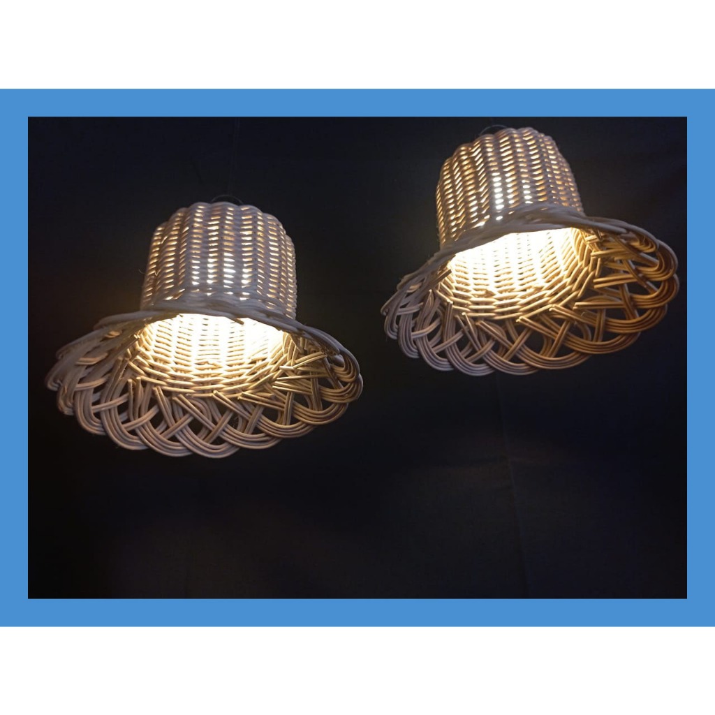 Jual lampu rotan gantung kecil/kap lampu rotan mini restoran villa ...