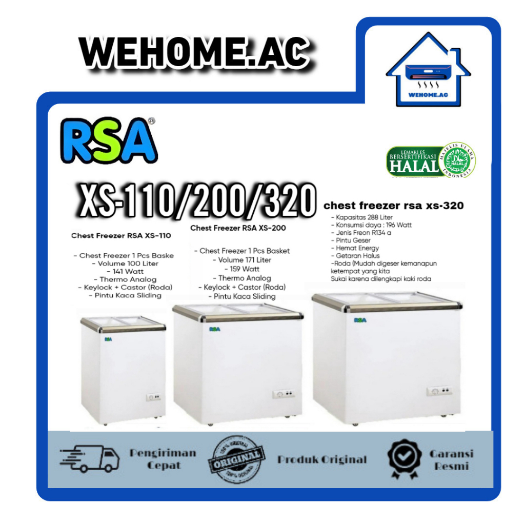 Jual Chest Freezer RSA XS110 / XS200 / XS320 Freezer Box RSA Pintu ...