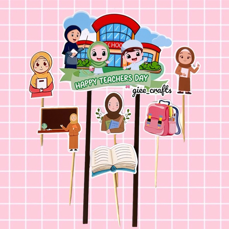 Jual CAKE TOPPER TEACHERS DAY / HIASAN KUE HARI GURU / TOPPER KUE ...