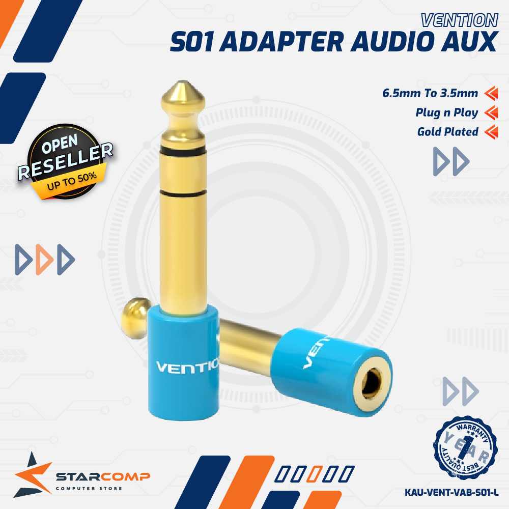 Jual Vention VAB-S01-L Audio Aux 6.5mm to 3.5mm Jack Female Converter Adapter | Shopee Indonesia