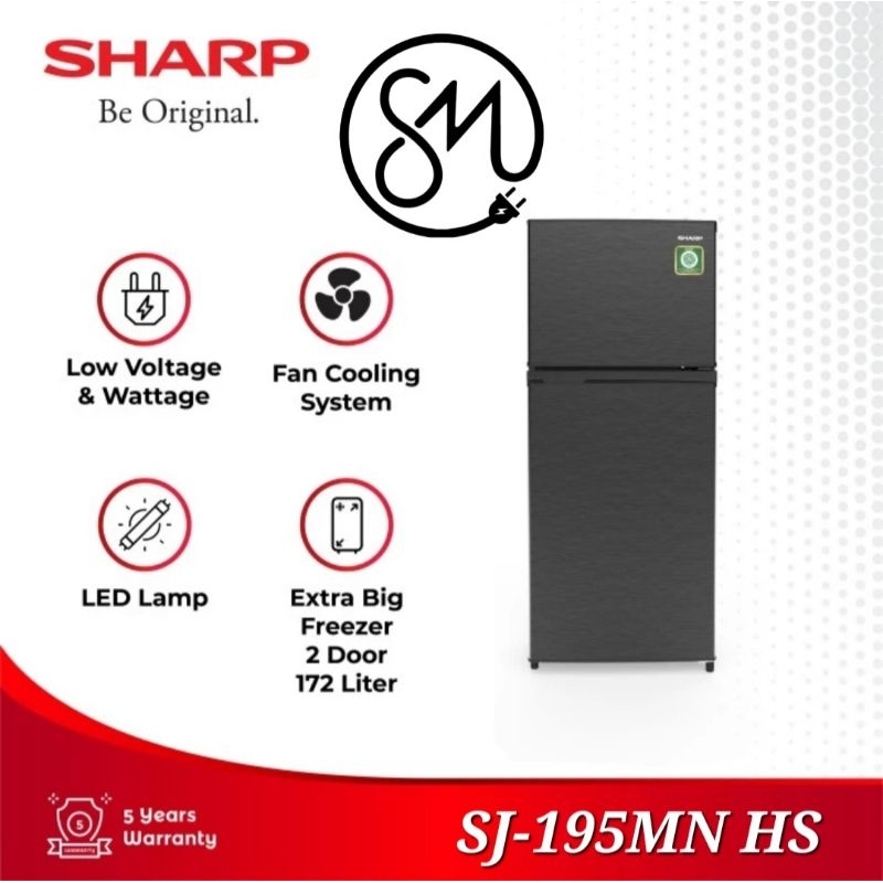 Jual Kulkas Sharp 2 pintu SJ-195MN HS Low watt SJ195MNHS | Shopee Indonesia